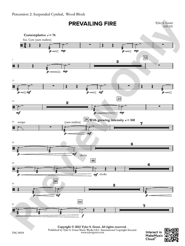Prevailing Fire: 2nd Percussion: 2nd Percussion Part - Digital Sheet Music Download