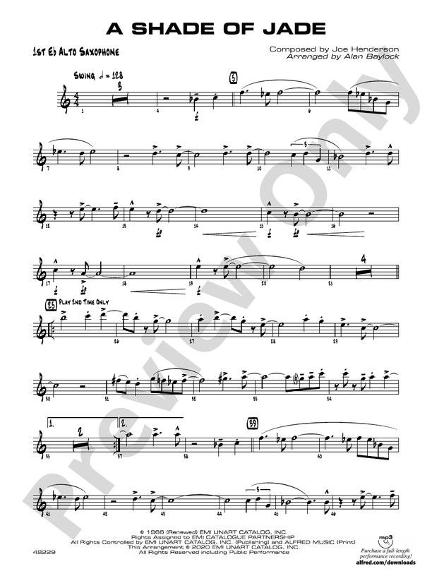 A Shade of Jade: E-flat Alto Saxophone: E-flat Alto Saxophone Part ...