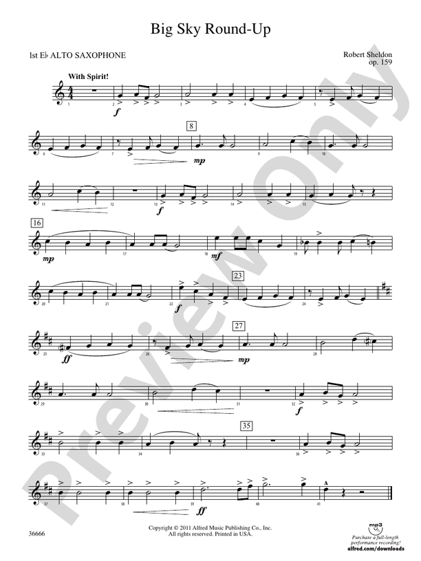 Big Sky Round-Up: E-flat Alto Saxophone: E-flat Alto Saxophone Part ...