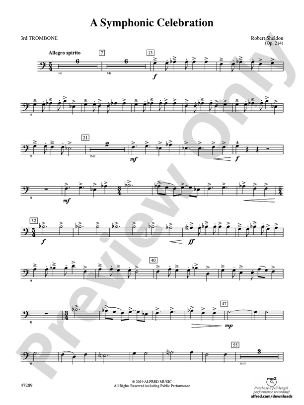 A Symphonic Celebration: 3rd Trombone: 3rd Trombone Part - Digital Sheet Music Download