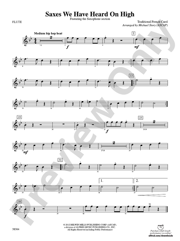 Saxes We Have Heard on High: Flute: Flute Part - Digital Sheet Music ...
