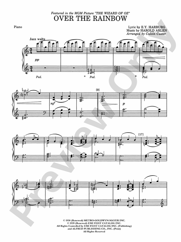 Over the Rainbow: Piano Accompaniment: Piano Accompaniment Part ...