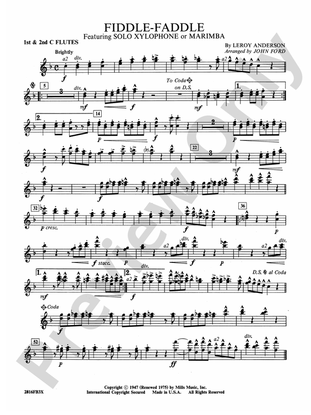 Fiddle-Faddle: 1st & 2nd Flute: 1st & 2nd Flute Part - Digital Sheet ...