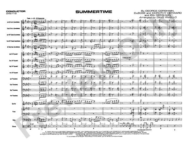 Summertime: Score: Jazz Ensemble Score - Digital Sheet Music Download