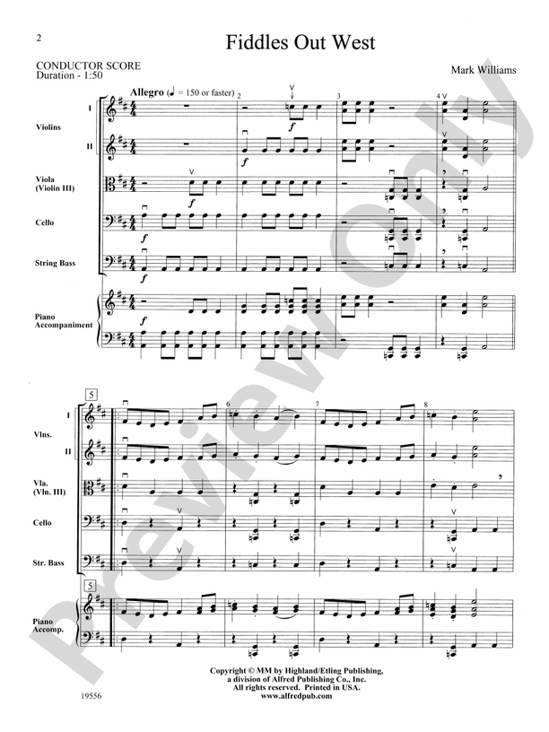 Fiddles Out West: String Orchestra Conductor Score & Parts: Mark ...