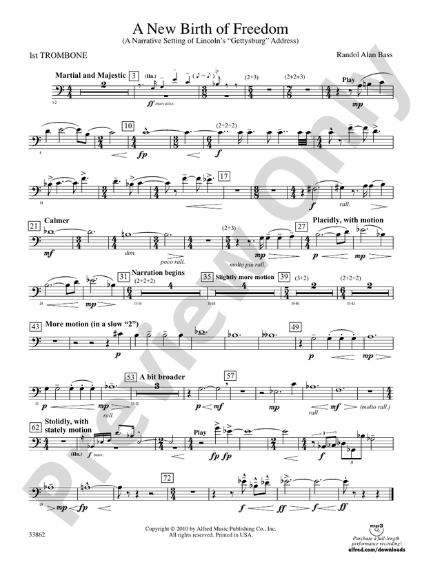 A New Birth of Freedom: 1st Trombone: 1st Trombone Part - Digital Sheet ...