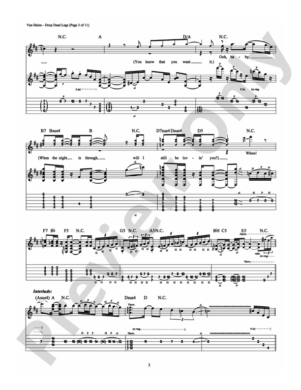 Drop Dead Legs: Guitar TAB: Van Halen - Digital Sheet Music Download