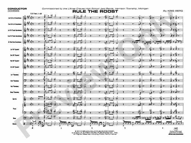 Rule the Roost: Jazz Ensemble Conductor Score & Parts: Kris Berg - Digital Sheet Music Download