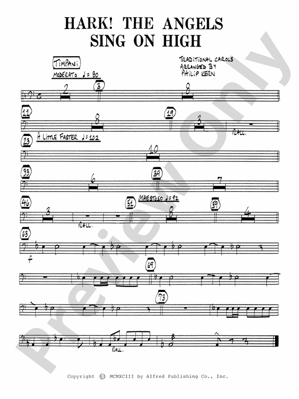 Hark! The Angels Sing on High: Timpani: Timpani Part - Digital Sheet ...