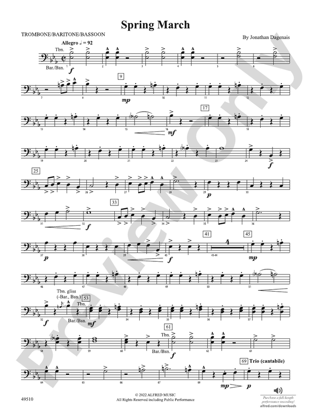 Spring March: 1st Trombone: 1st Trombone Part - Digital Sheet Music ...