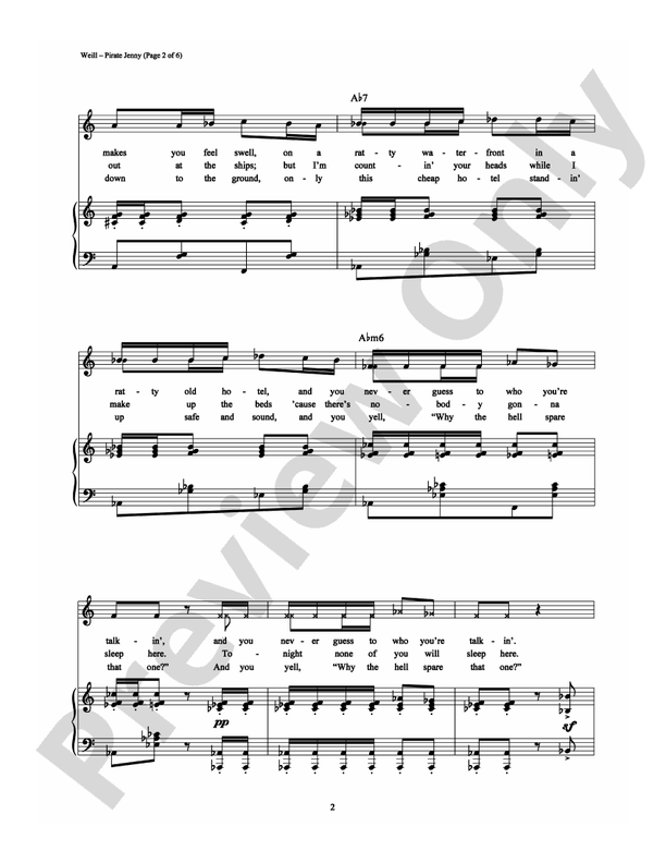Pirate Jenny: Piano/Vocal/Chords: Lotte Lenya - Digital Sheet Music ...