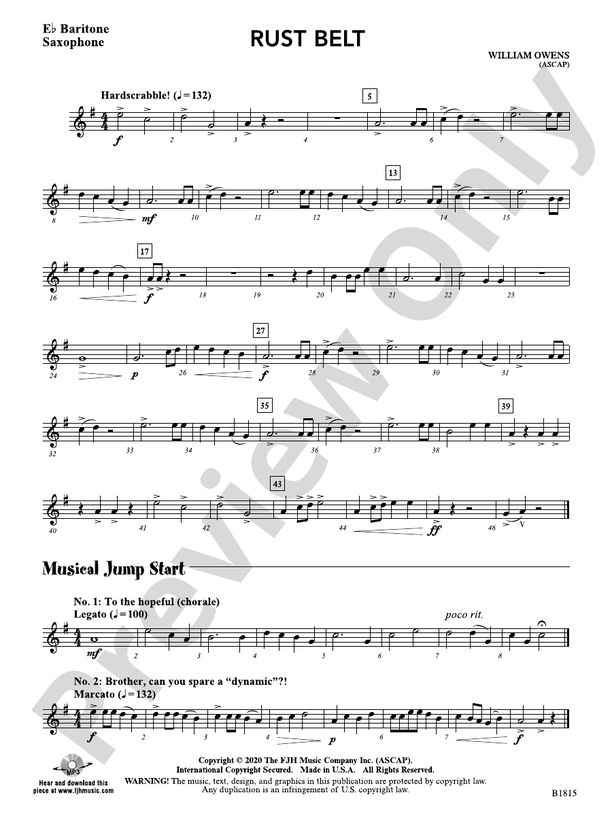Rust Belt: E-flat Baritone Saxophone: E-flat Baritone Saxophone Part - Digital Sheet Music Download
