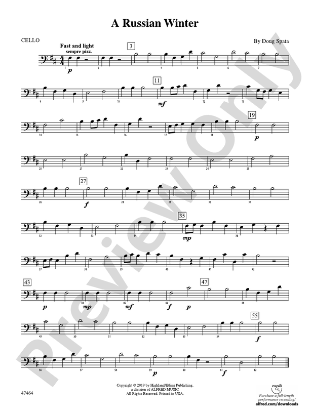 A Russian Winter: Cello: Cello Part - Digital Sheet Music Download