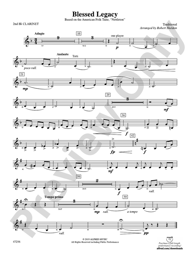 Blessed Legacy: 2nd B-flat Clarinet: 2nd B-flat Clarinet Part - Digital Sheet Music Download
