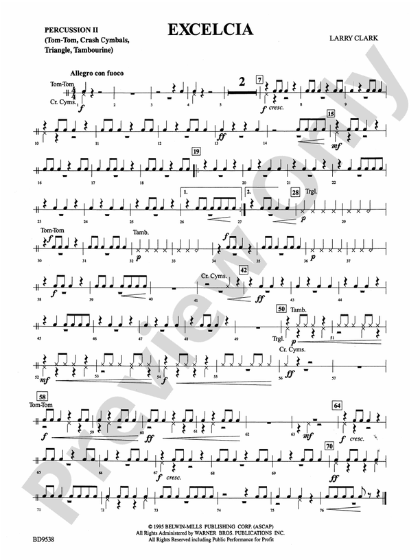 Excelcia: 2nd Percussion: 2nd Percussion Part - Digital Sheet Music ...