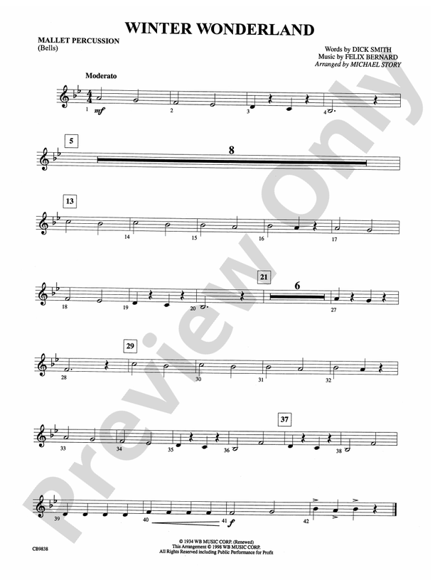 Winter Wonderland: Bells: Bells Part - Digital Sheet Music Download