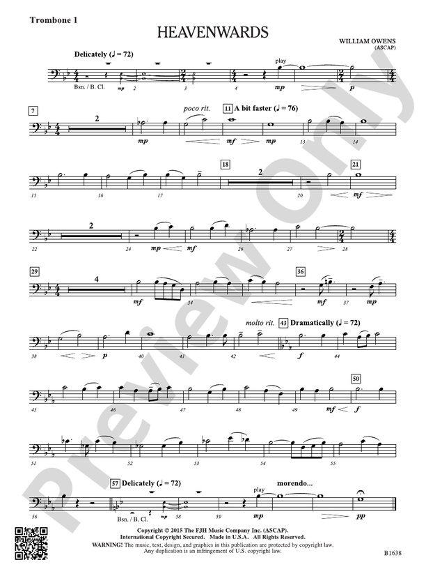 Heavenwards: Trombone 1: Trombone 1 Part: William Owens - Digital Sheet ...