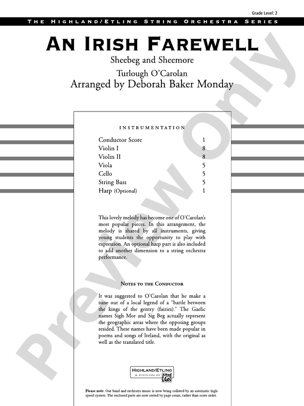 An Irish Farewell: Score: String Orchestra Score - Digital Sheet Music ...