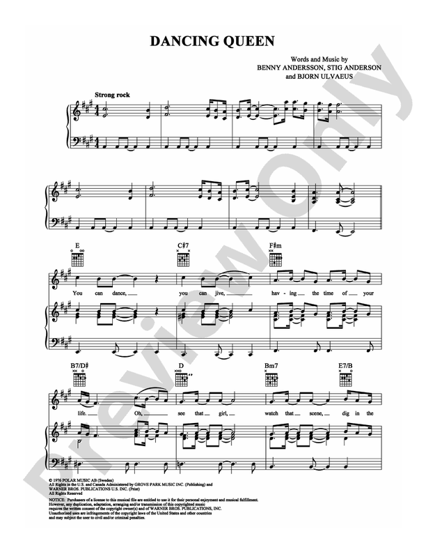 Dancing Queen: Piano/Vocal/Chords: ABBA - Digital Sheet Music Download