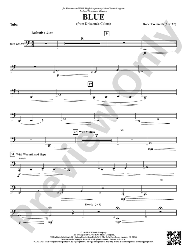Blue - From Krisanna's Colors: Tuba: Tuba Part: Robert W. Smith ...