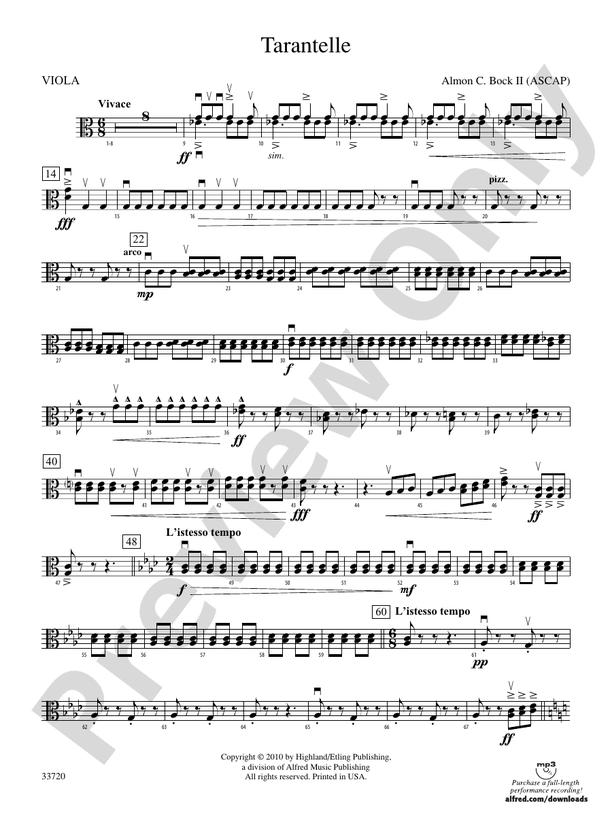Tarantelle: Viola: Viola Part - Digital Sheet Music Download