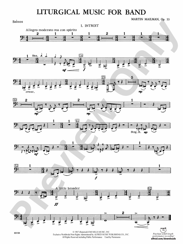 Liturgical Music for Band, Op. 33: Tuba: Tuba Part - Digital Sheet ...