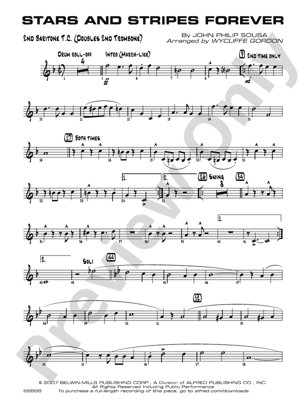 Stars and Stripes Forever: 2nd Baritone T.C.: 2nd Baritone T.C. Part - Digital Sheet Music Download