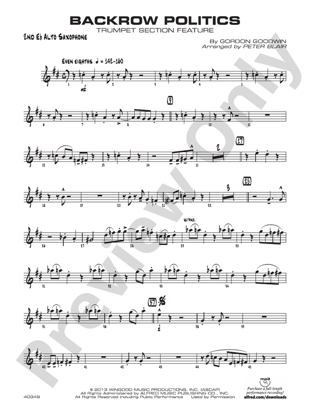 Backrow Politics: 2nd E-flat Alto Saxophone: 2nd E-flat Alto Saxophone Part - Digital Sheet ...