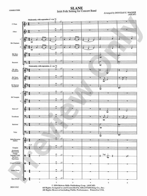 Slane: Score: Concert Band Score - Digital Sheet Music Download