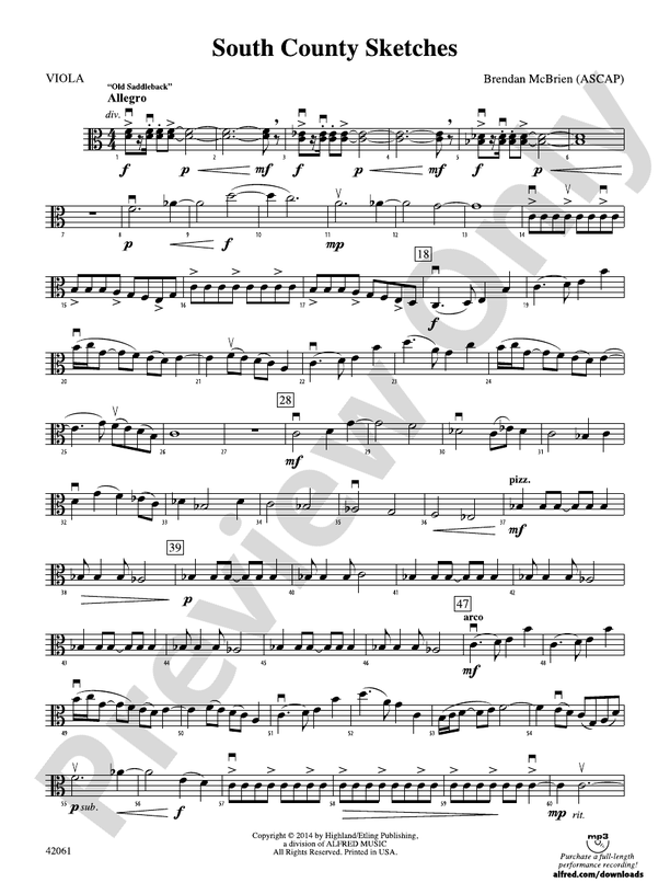 South County Sketches: Viola: Viola Part - Digital Sheet Music Download