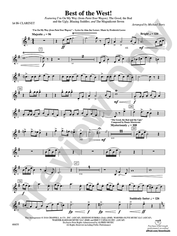 Best of the West!: 1st B-flat Clarinet: 1st B-flat Clarinet Part - Digital Sheet Music Download