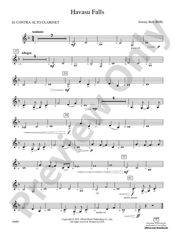 Havasu Falls: (wp) E-flat Contrabass Clarinet: (wp) E-flat Contrabass Clarinet World Part ...