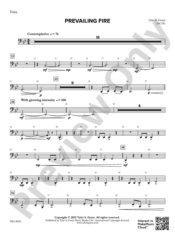 Prevailing Fire: Tuba: Tuba Part - Digital Sheet Music Download