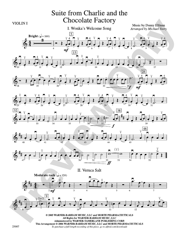 Charlie and the Chocolate Factory, Suite from: 1st Violin: 1st Violin ...