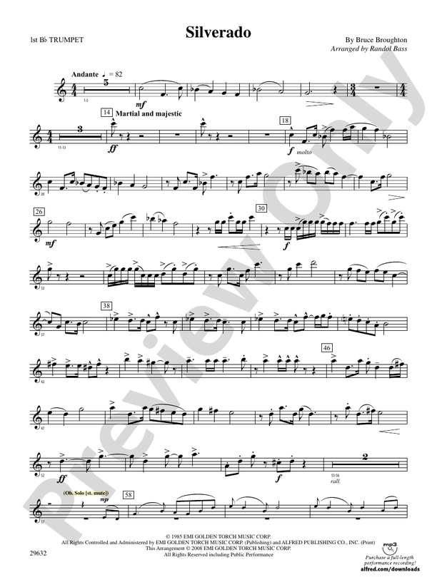 Silverado: 1st B-flat Trumpet: 1st B-flat Trumpet Part - Digital Sheet ...