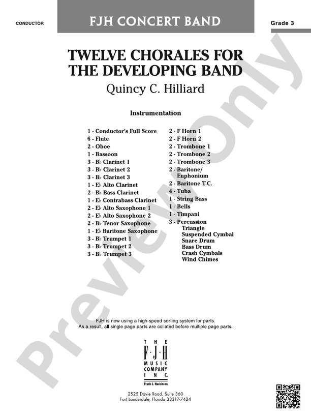 Twelve Chorales for the Developing Band: Score: Concert Band Score ...