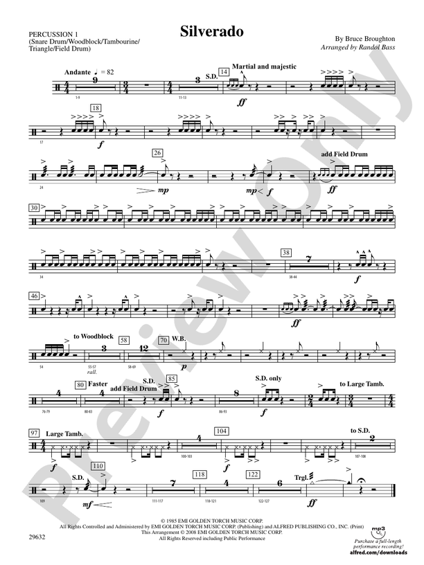 Silverado: 1st Percussion: 1st Percussion Part - Digital Sheet Music ...