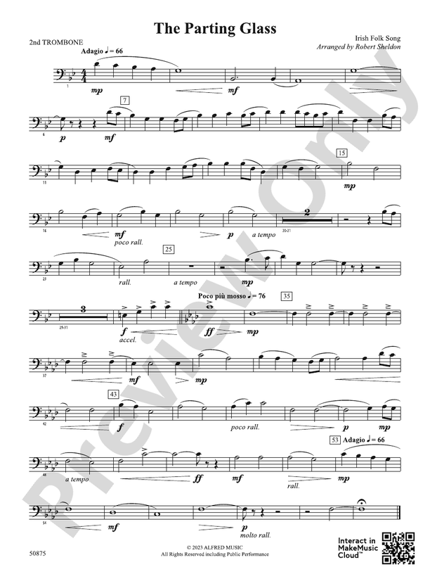 The Parting Glass: 2nd Trombone: 2nd Trombone Part - Digital Sheet ...