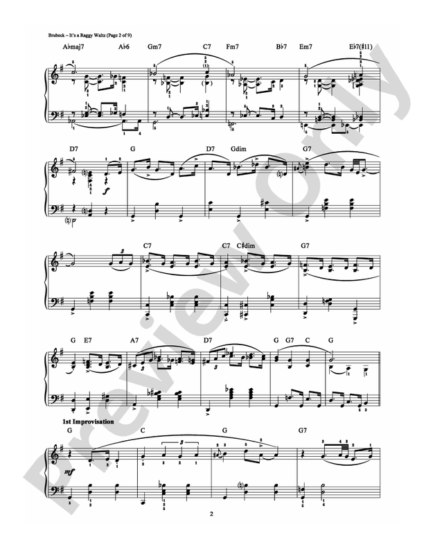It's A Raggy Waltz: Piano: Dave Brubeck - Digital Sheet Music Download