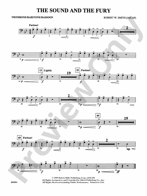 The Sound and the Fury: 1st Trombone: 1st Trombone Part - Digital Sheet ...