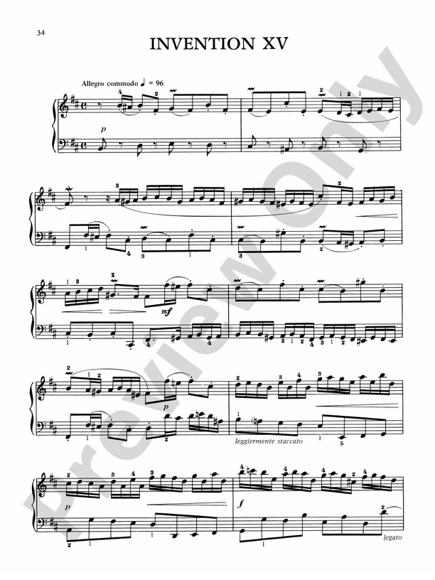 Bach: Two-Part Inventions (Ed. Hans Bischoff): Invention XV Part ...