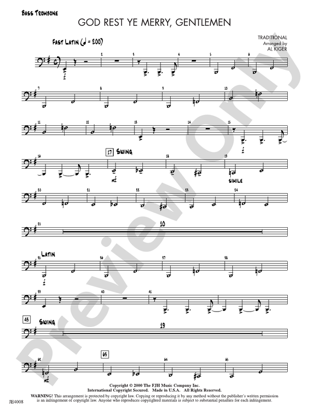 God Rest Ye Merry, Gentlemen: Bass Trombone: Bass Trombone Part ...