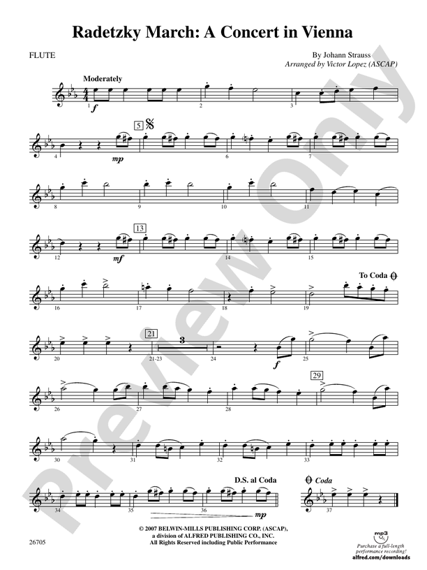 Radetzky March: A Concert in Vienna: Flute: Flute Part - Digital Sheet ...