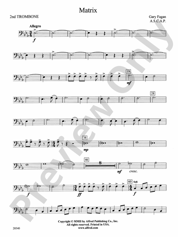 Matrix: 2nd Trombone: 2nd Trombone Part - Digital Sheet Music Download