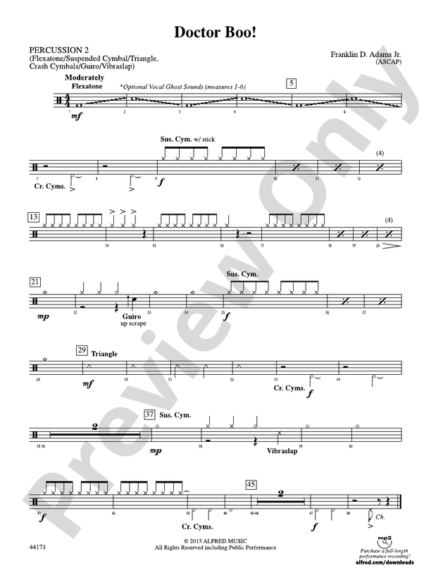 Doctor Boo!: 2nd Percussion: 2nd Percussion Part - Digital Sheet Music ...