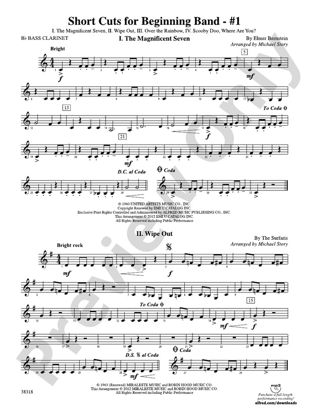 Short Cuts for Beginning Band -- #1: B-flat Bass Clarinet: B-flat Bass ...