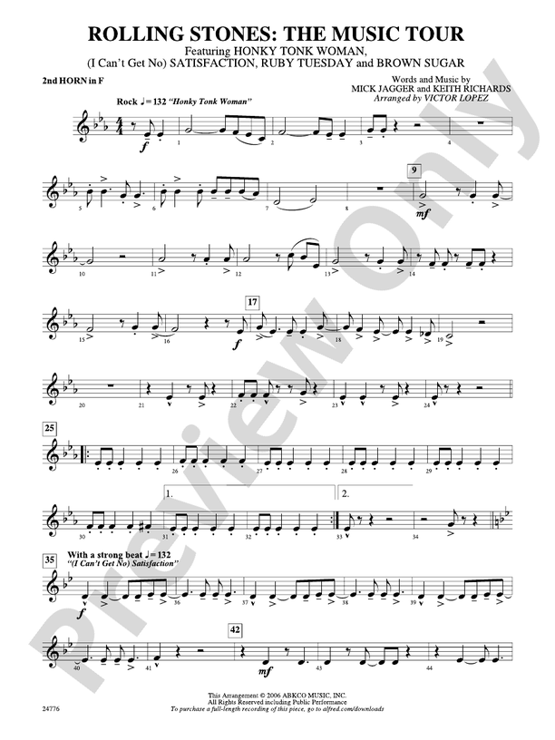 Rolling Stones: The Music Tour: 2nd F Horn: 2nd F Horn Part - Digital ...