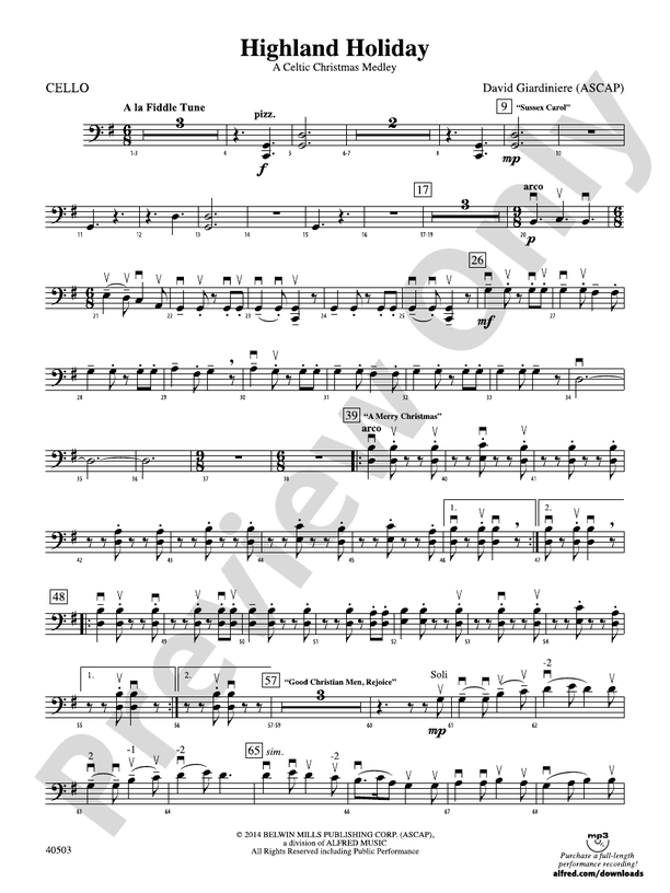 Highland Holiday: Cello: Cello Part - Digital Sheet Music Download