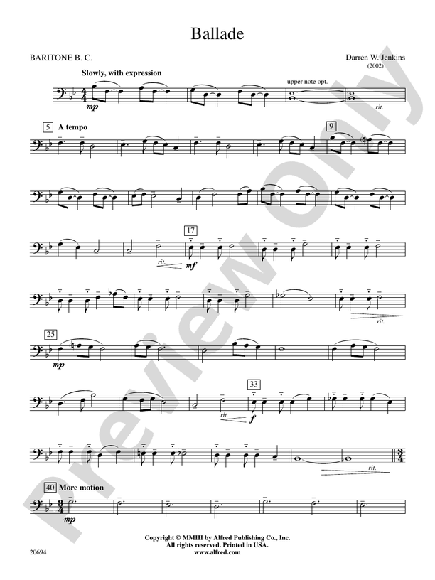 Ballade: Baritone B.C.: Baritone B.C. Part - Digital Sheet Music Download