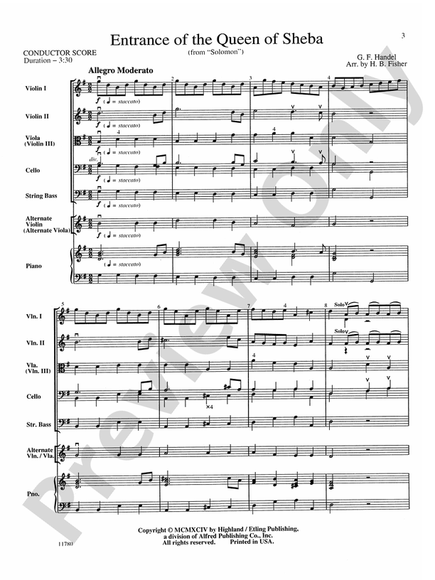 Entrance of the Queen of Sheba: Score: String Orchestra Score - Digital ...
